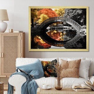 Designart "Orange Bridge Monochrome Spectrum" Architecture Framed Canvas Prints - Bed Bath ...